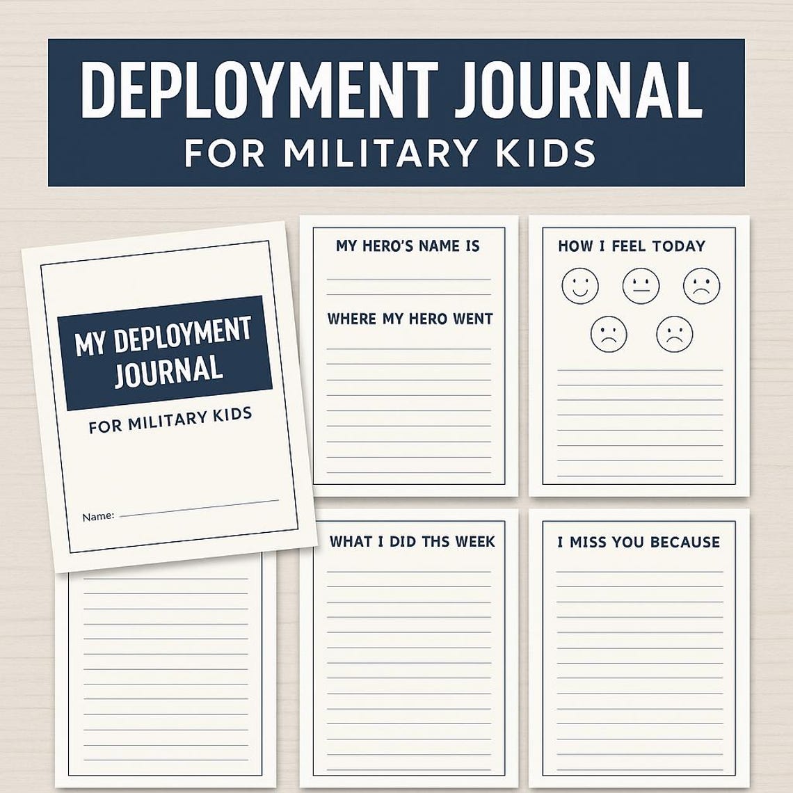 Deployment Journal for Kids | Printable Military Keepsake | Connect ...