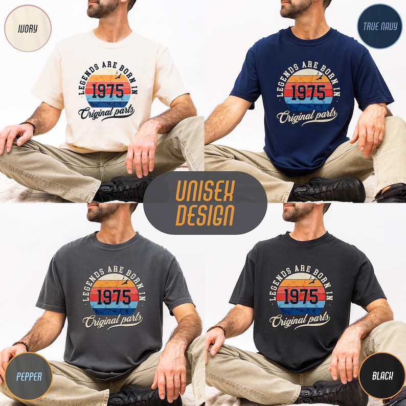 Vintage 1975 T-shirt, 51st Birthday Tee, Legends Are Born in 1975 ...