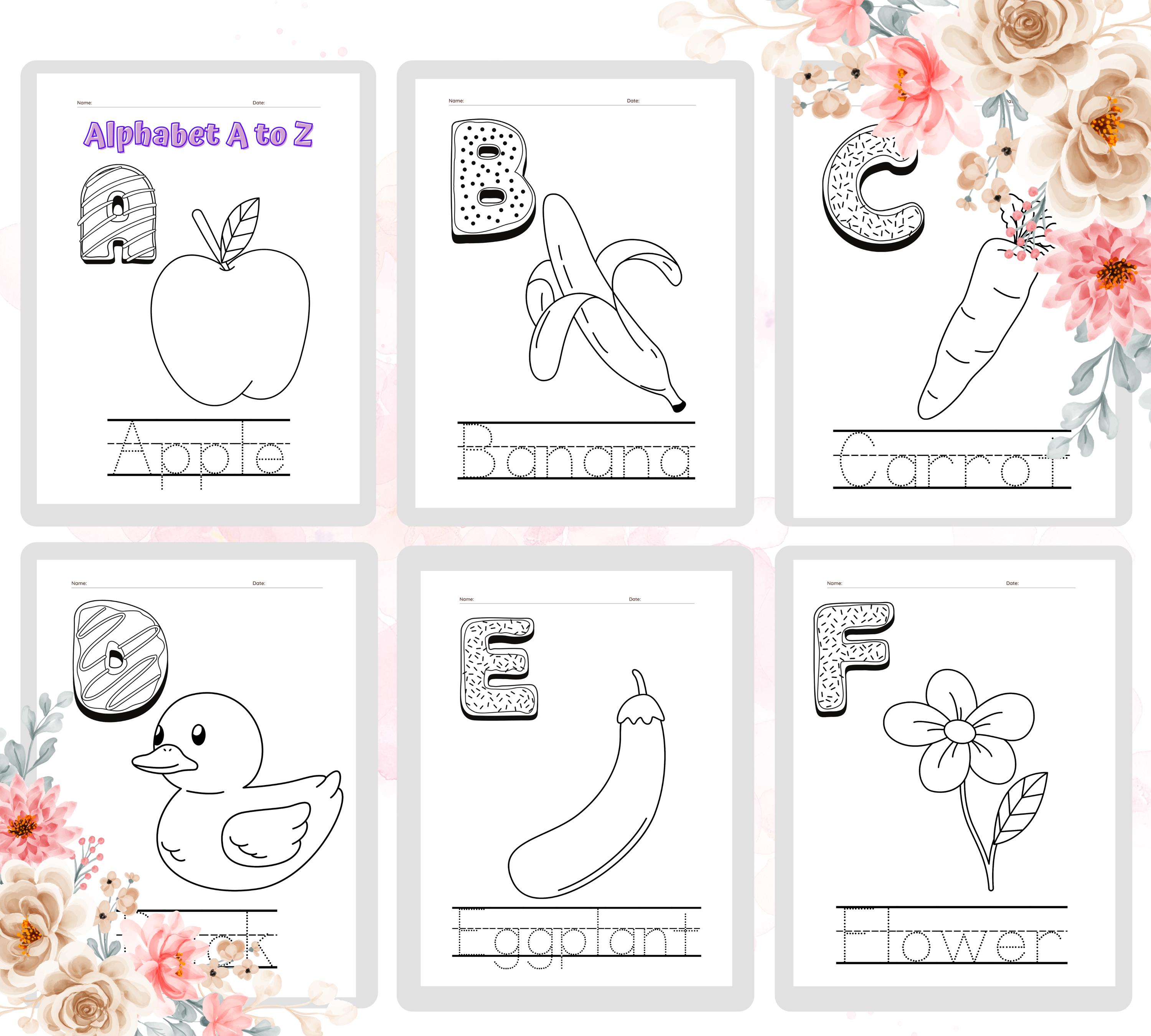 Complete A to Z Alphabet Coloring Book for Kids.two Sets, Two Styles ...