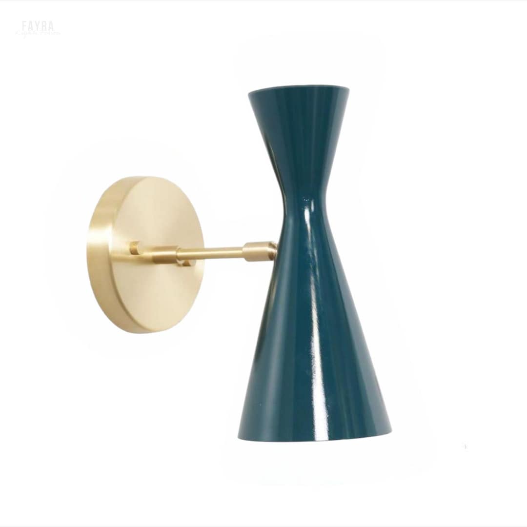 Teal Diabolo Wall Sconce, Mid‑century Modern Brass Accent Lighting ...