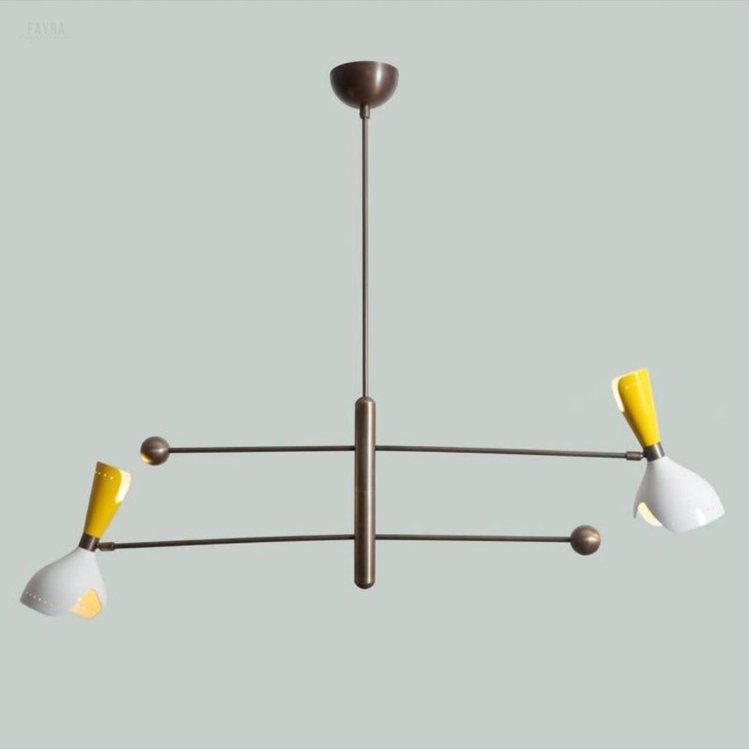 Mid Century Modern Dual Cones Chandelier, Counterbalance Pendant ...