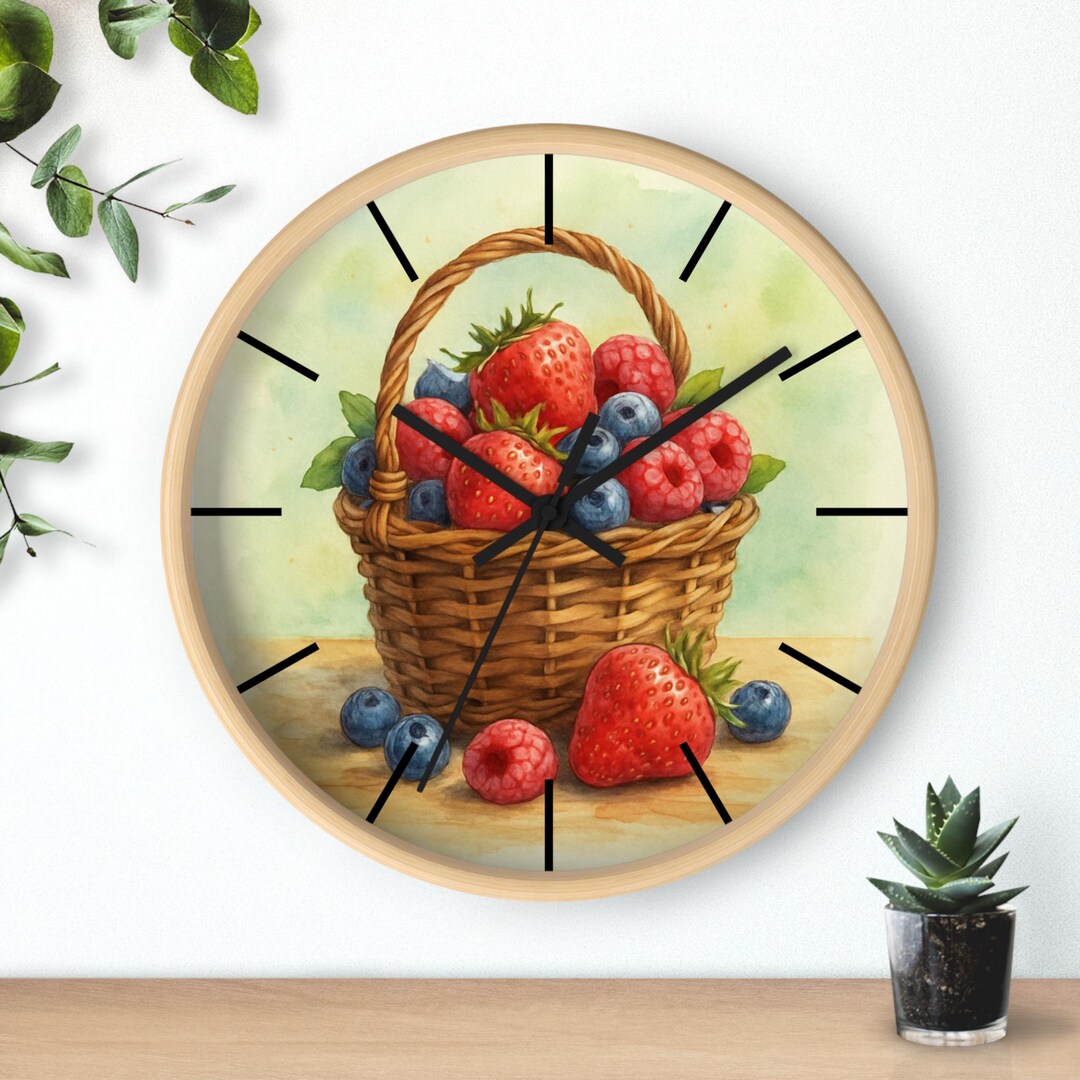 Berry Basket Wall Clock, Rustic Kitchen Decor, Silent Mechanism - Etsy