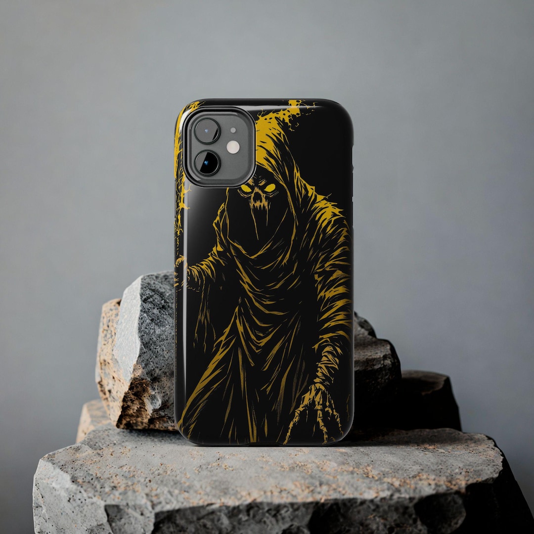 Gold Grim Reaper Phone Case | Tough Phone Case, Skull Hood Design - Etsy