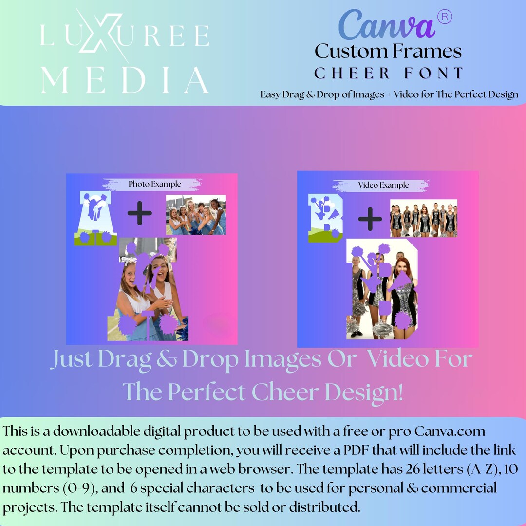 Cheer Alphabet Canva Frame Template – Drag & Drop – Sublimation ...