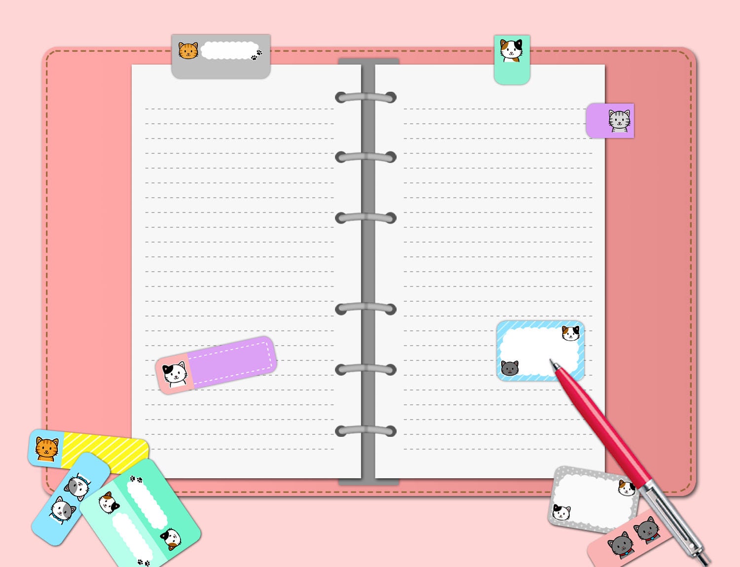 Cute Kawaii Kitty Cats Index Tab Stickers Labels 21 Pieces - Etsy