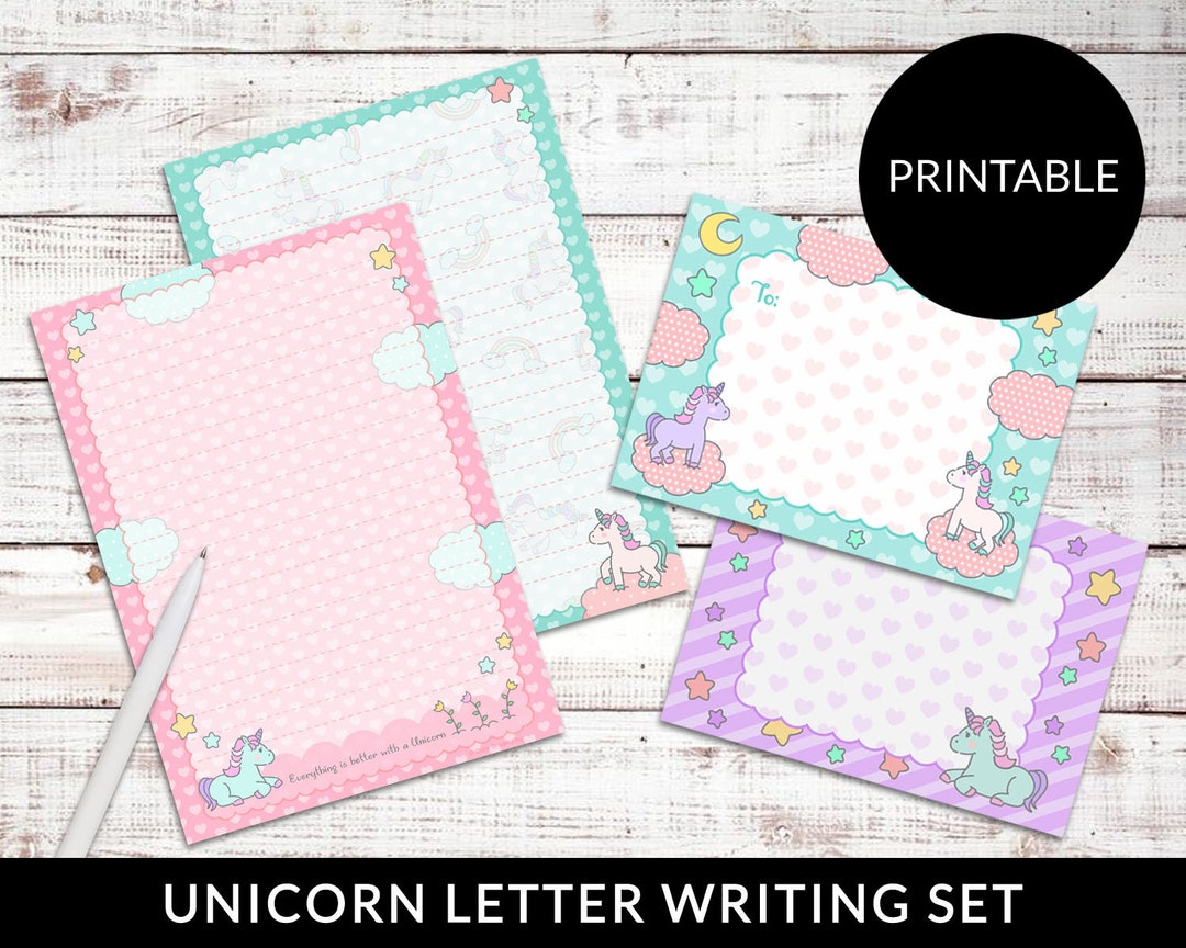 PRINTABLE Cute Kawaii Letter Writing Stationery Set Cute Unicorn ...
