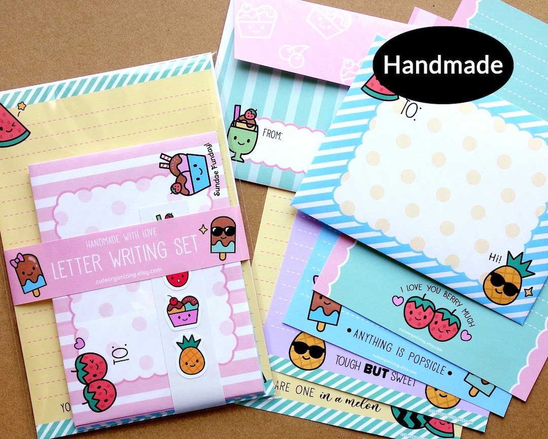 Cute Kawaii Letter Writing Paper Stationery Set Handmade Ideal for Kids ...