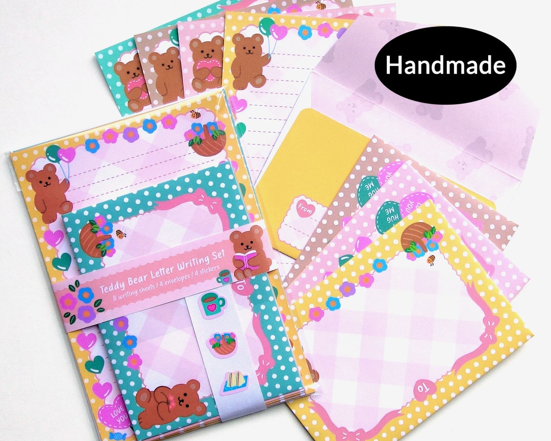 Cute Kawaii Teddy Bear Letter Writing Paper Envelopes Stationery Set ...
