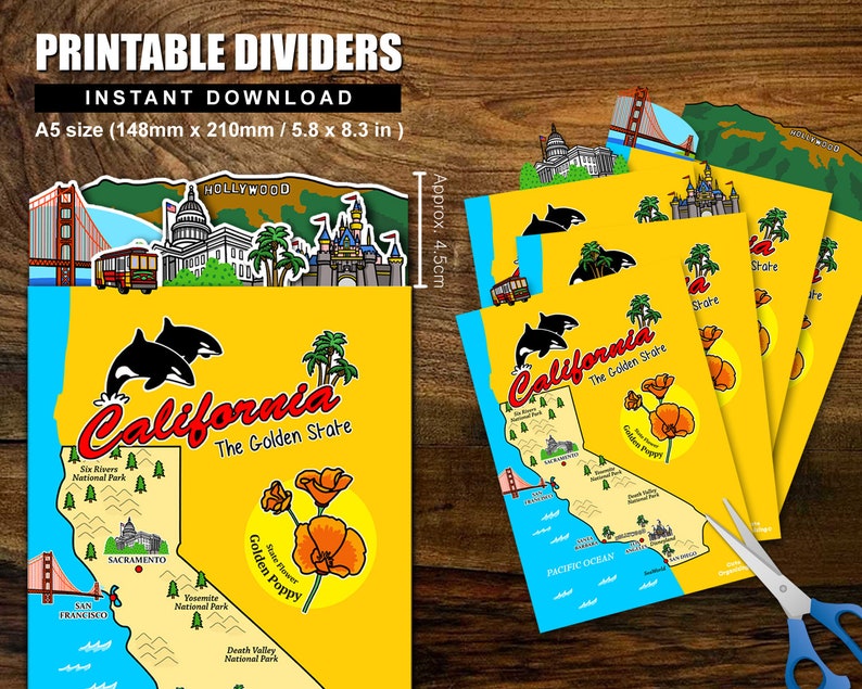 PRINTABLE A5 Size California Dividers Cute Kawaii Filofax | Etsy