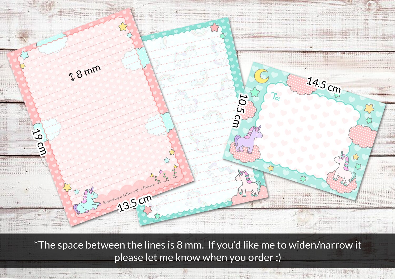 Unicorn Cute Letter Writing Paper Stationery Set Handmade - Etsy UK