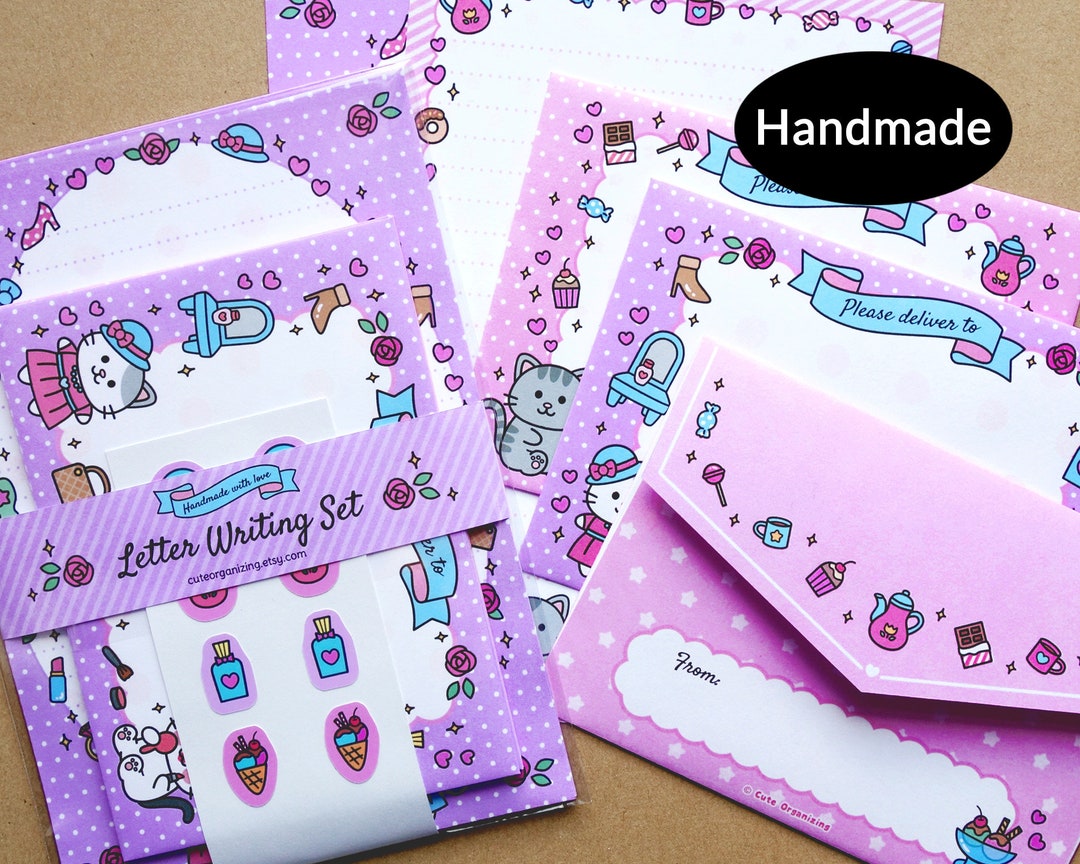 Cute Kawaii Letter Writing Paper Stationery Set Handmade Ideal for Kids ...