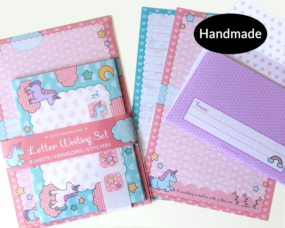Cute Kawaii Unicorn Cute Letter Writing Paper Stationery Set Handmade ...