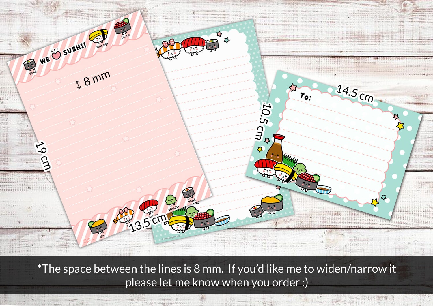 Cute Sushi Letter Writing Paper Stationery Set Handmade | Etsy