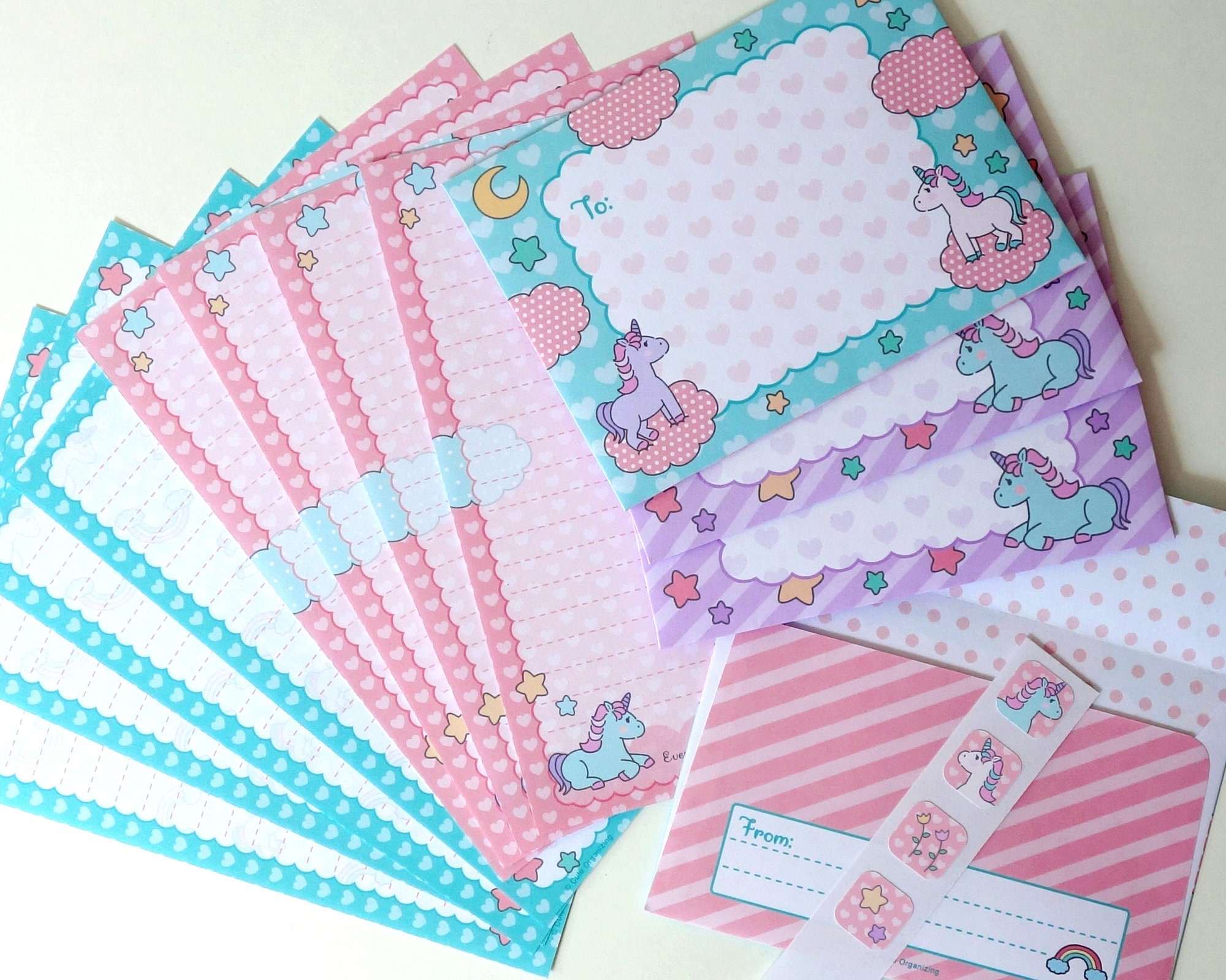 Unicorn Cute Letter Writing Paper Stationery Set Handmade - Etsy UK