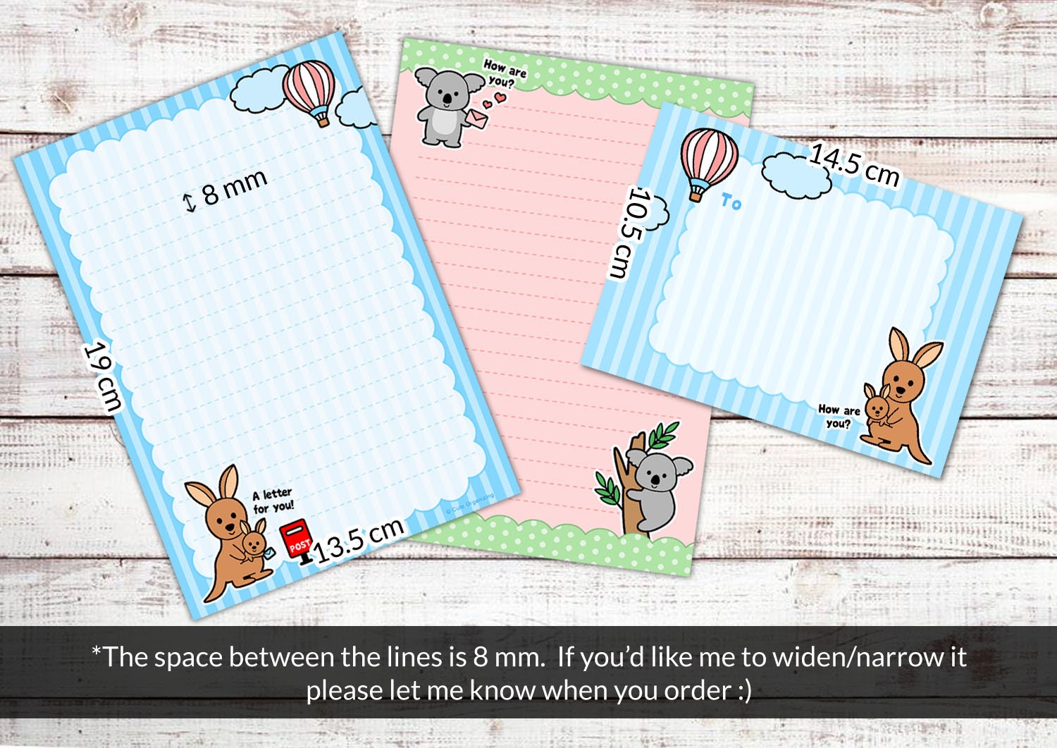Cute Koala and Kangaroo Letter Writing Paper Stationery Set - Etsy UK