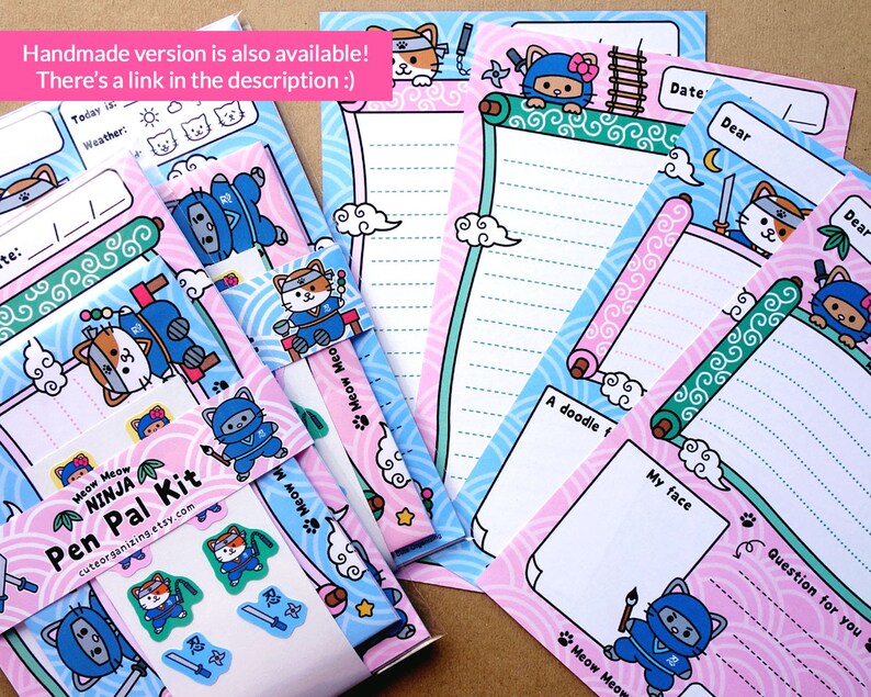 PRINTABLE Pen Pal Kit Letter Writing Stationery Set Cute Kitty - Etsy
