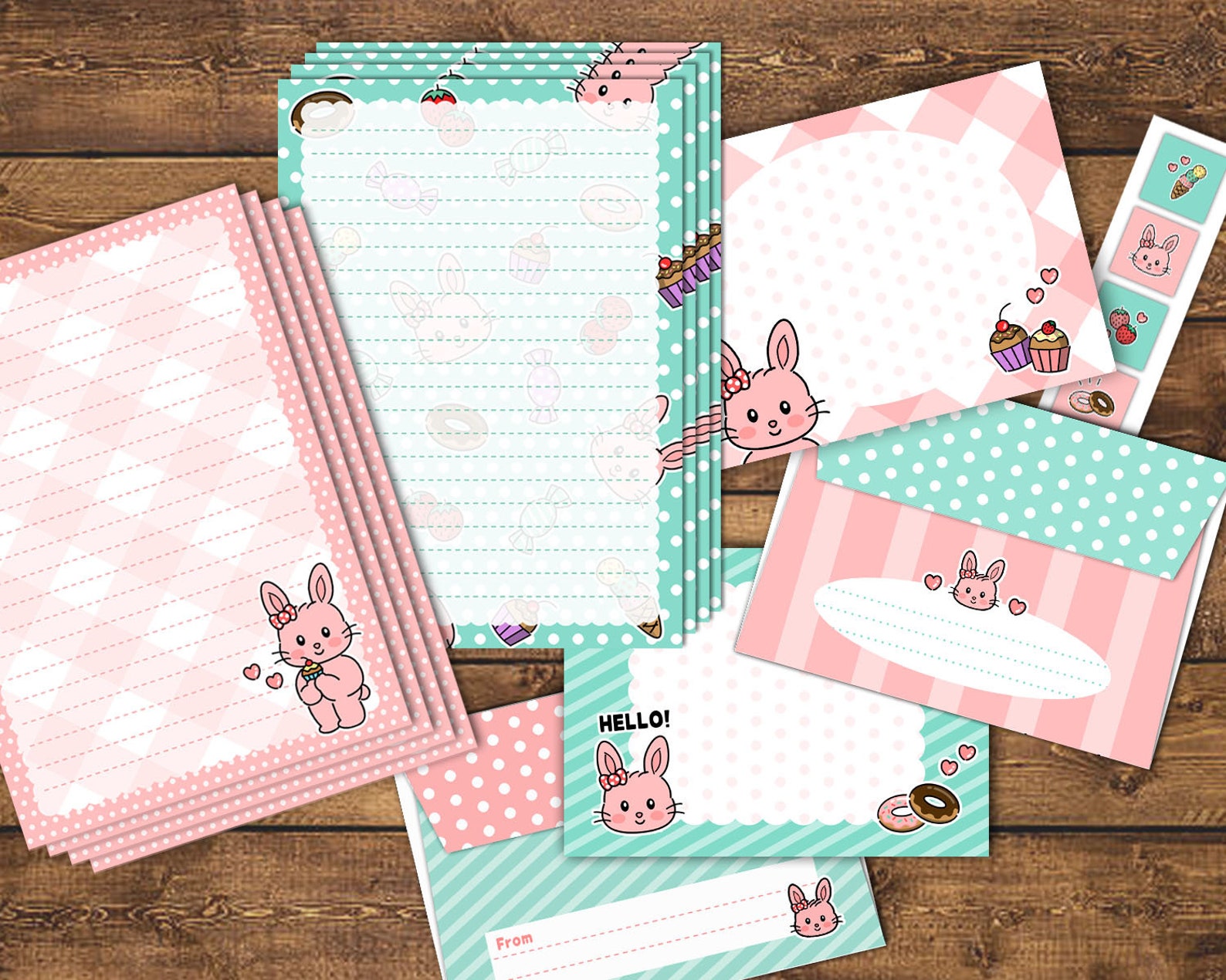 Cute Bunny Rabbit Letter Writing Paper Stationery Set Handmade | Etsy UK