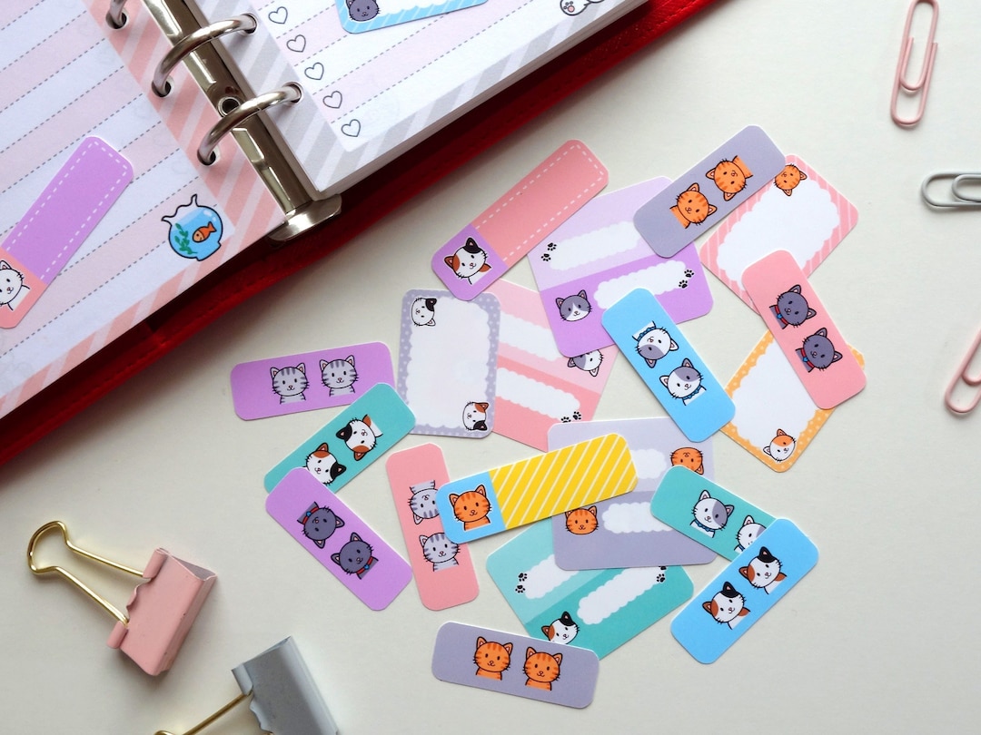Cute Kawaii Kitty Cats Index Tab Stickers Labels 21 Pieces Matte ...