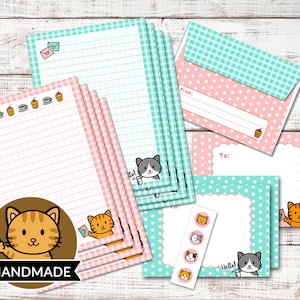 Cat Letter Writing Paper Stationery Set Handmade Ideal for Kids ...