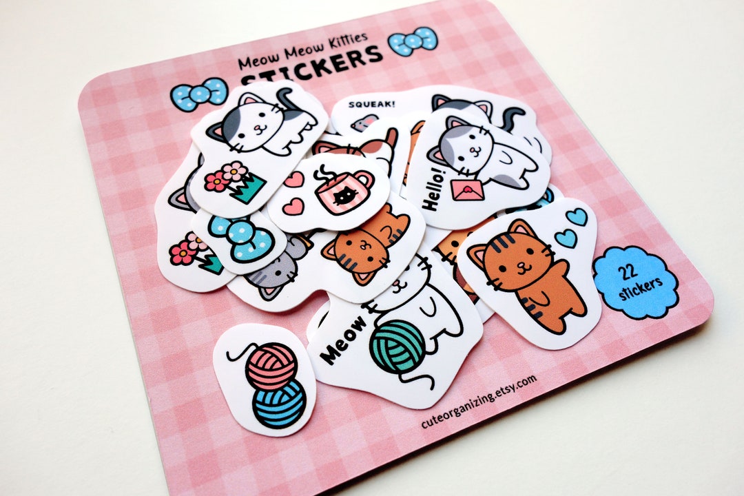 Cute Kawaii Kitty Cats Stickers 22 Pieces Matte Stickers Planner ...