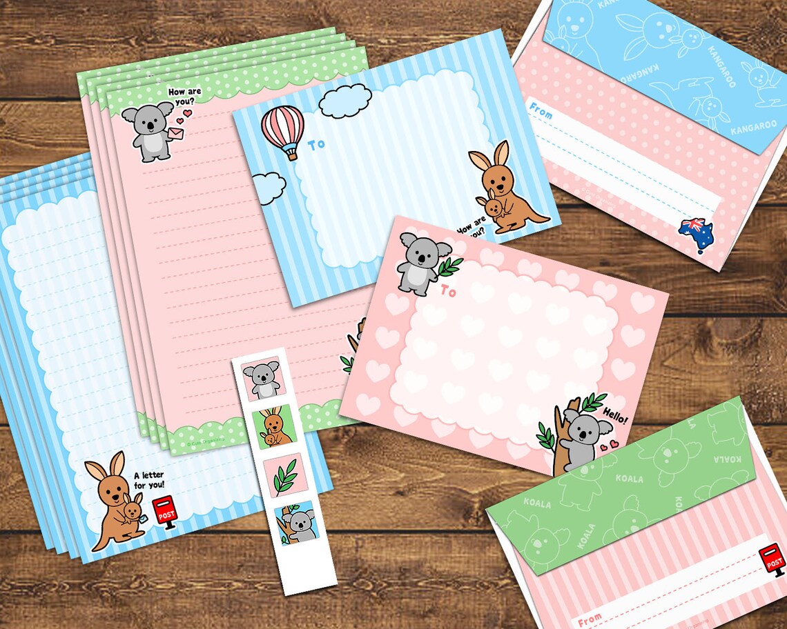 Cute Koala and Kangaroo Letter Writing Paper Stationery Set - Etsy UK