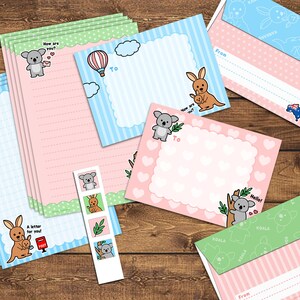 Cute Koala and Kangaroo Letter Writing Paper Stationery Set Handmade ...