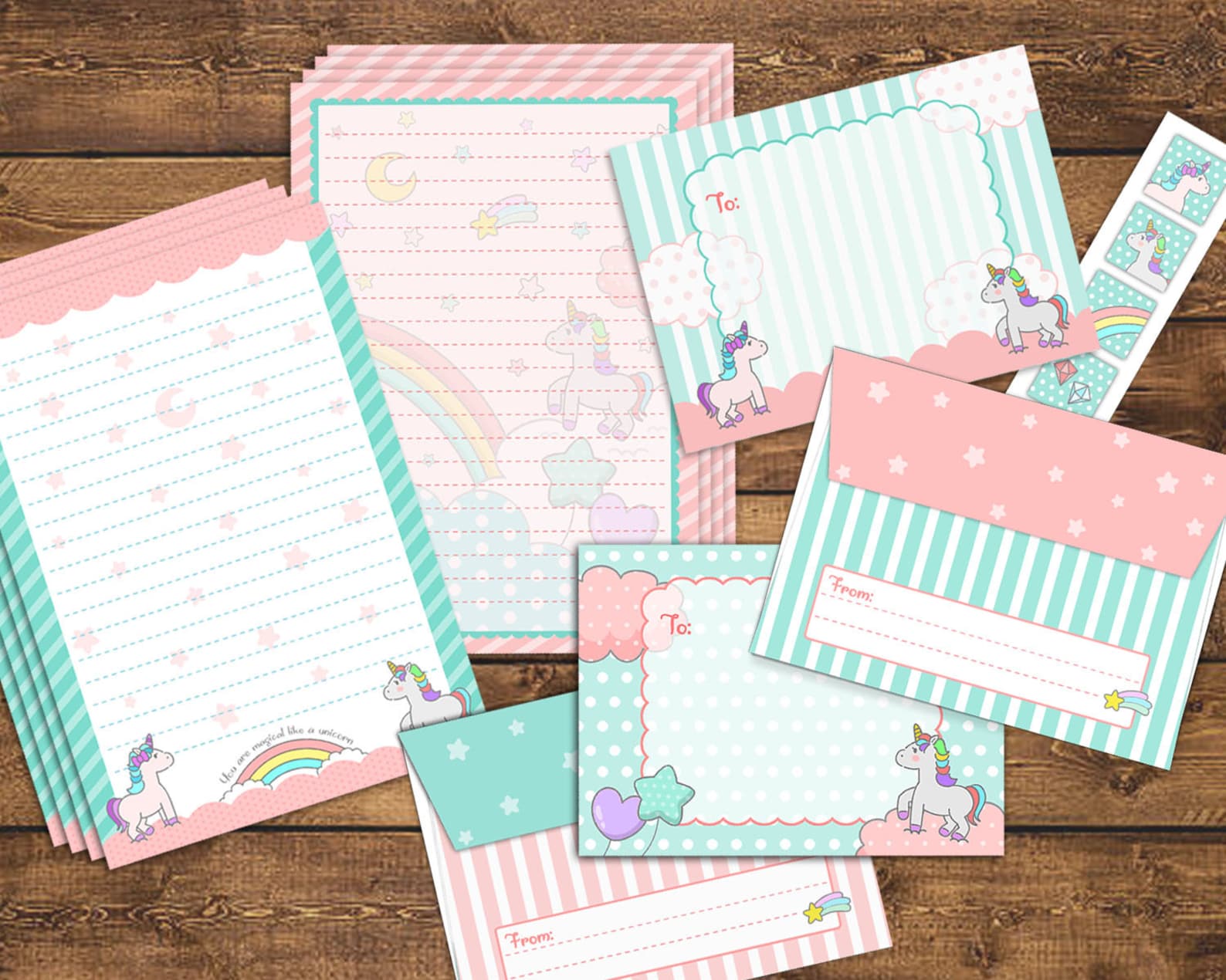 Unicorn Letter Writing Paper Stationery Set Handmade Ideal for - Etsy