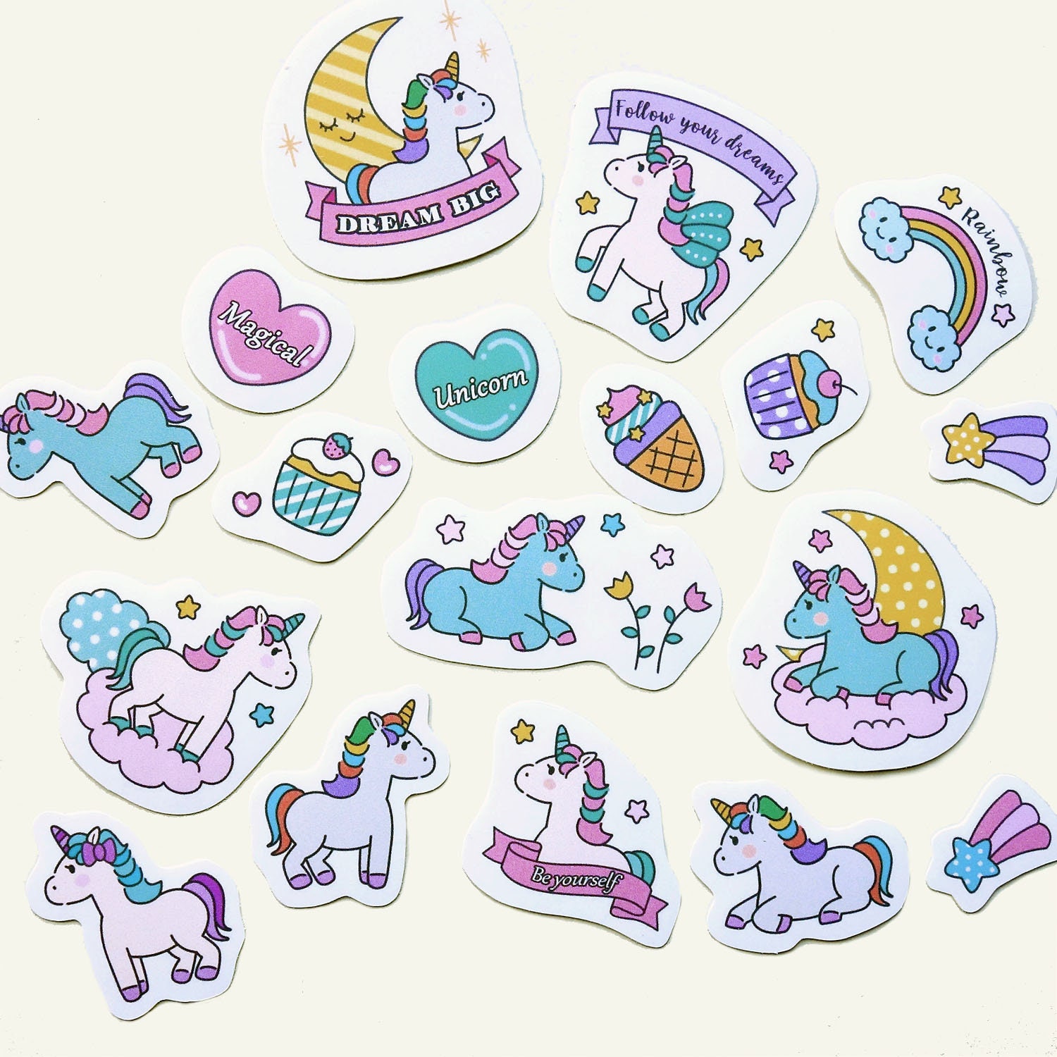 Cute unicorn sticker pack 18 pieces kawaii stationery planner | Etsy