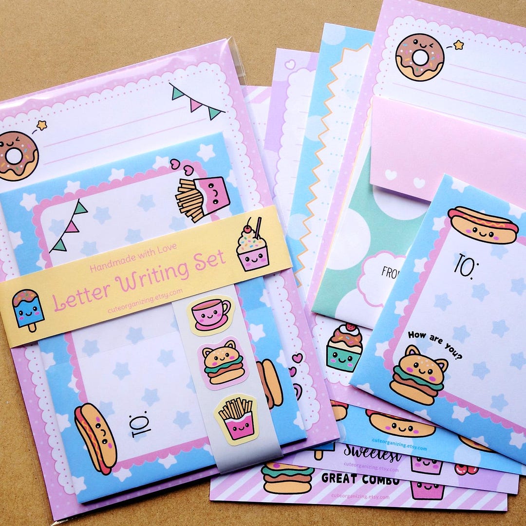 Cute Kawaii Letter Writing Paper Envelopes Stationery Set Handmade ...