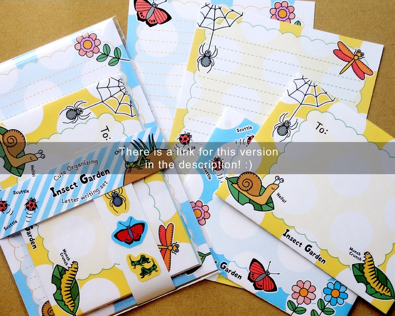 Cute Kawaii Insects Bugs Letter Writing Paper Stationery Set Ideal for ...