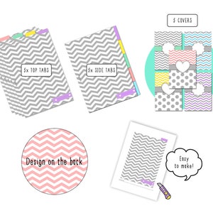 PRINTABLE A5 Size Chevron Dividers 5 Top Tabs, 5 Side Tabs, 5 Covers ...