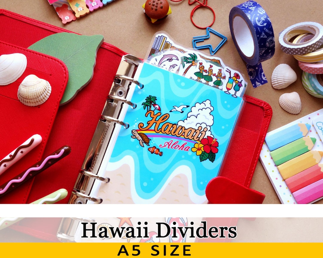 PRINTABLE A5 Size Cute Kawaii Hawaii DIY Dividers 5 Top Tabs for ...