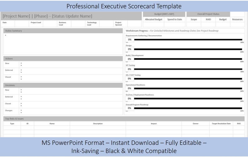 Print-friendly Project Status Scorecard (PPT) – Executive Report ...