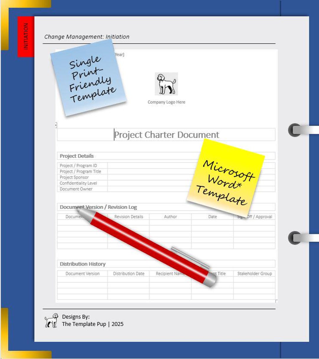 Project Charter Print-friendly Template | Clean Word Doc for Scope ...
