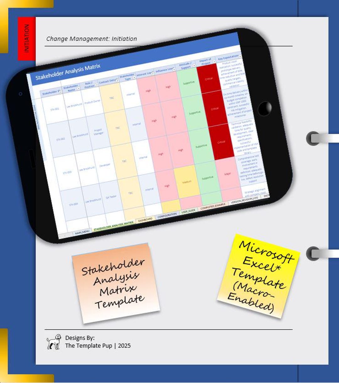 Stakeholder Analysis Template | Project Management | Microsoft Excel ...