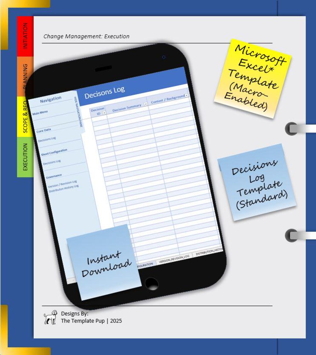 Decisions Log Template | Project Management | Macro-enabled | Microsoft ...