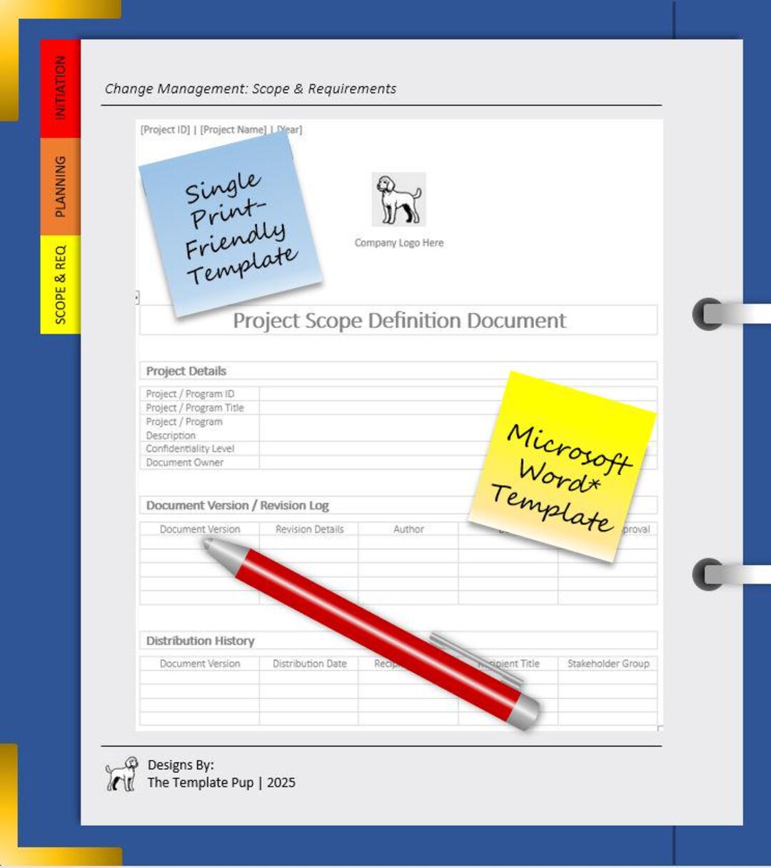 Scope Definition Template | IT Project Management | Print-friendly ...