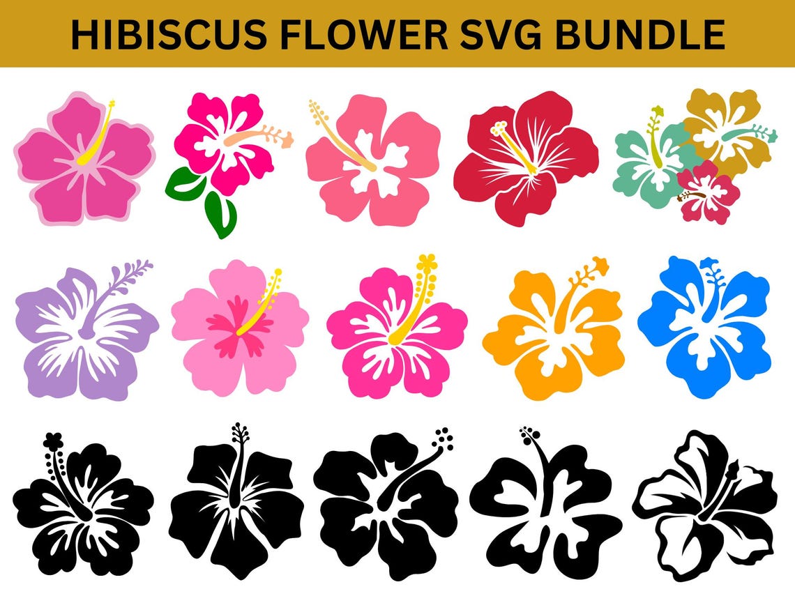 Hibiscus Flowers Svg Bundle, Hibiscus Svg Png, Tropical Floral Clipart ...