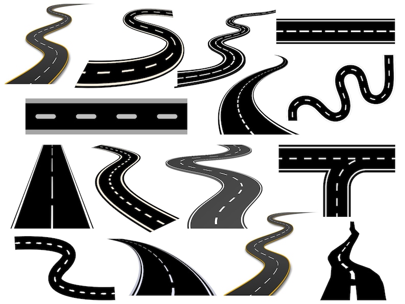 Road Svg Bundle,road Clipart, Road Cut File, Highway Svg, Road Dxf ...