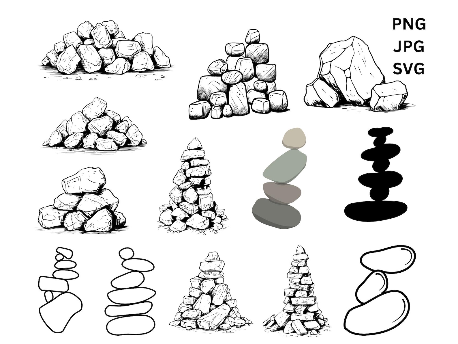 Pile of Stones SVG Bundle, Pile of Rocks Svg,pile of Stones Dxf,pile of ...