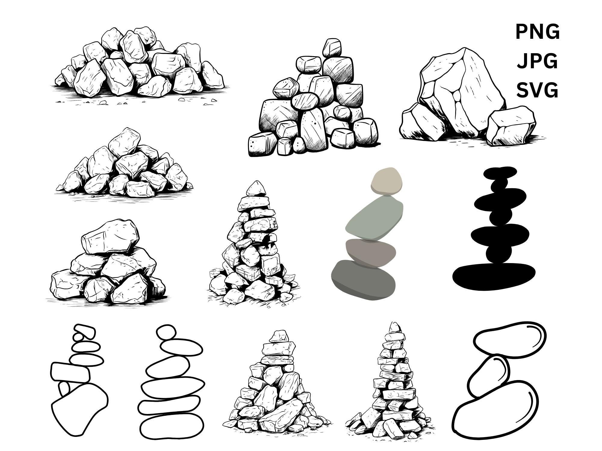 Pile of Stones SVG Bundle, Pile of Rocks Svg,pile of Stones Dxf,pile of ...