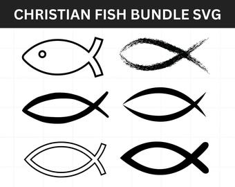 Christian Fish Svg Bundle, Jesus Fish Svg, Ichthys Svg, Religious Fish ...