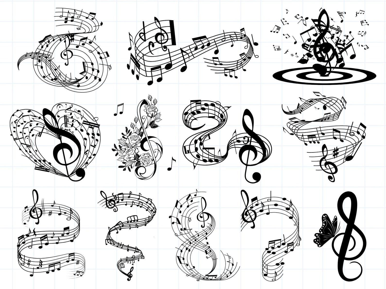 MUSICAL NOTES SVG, Musical Notes Clipart, Music Notes Svg, Musical ...