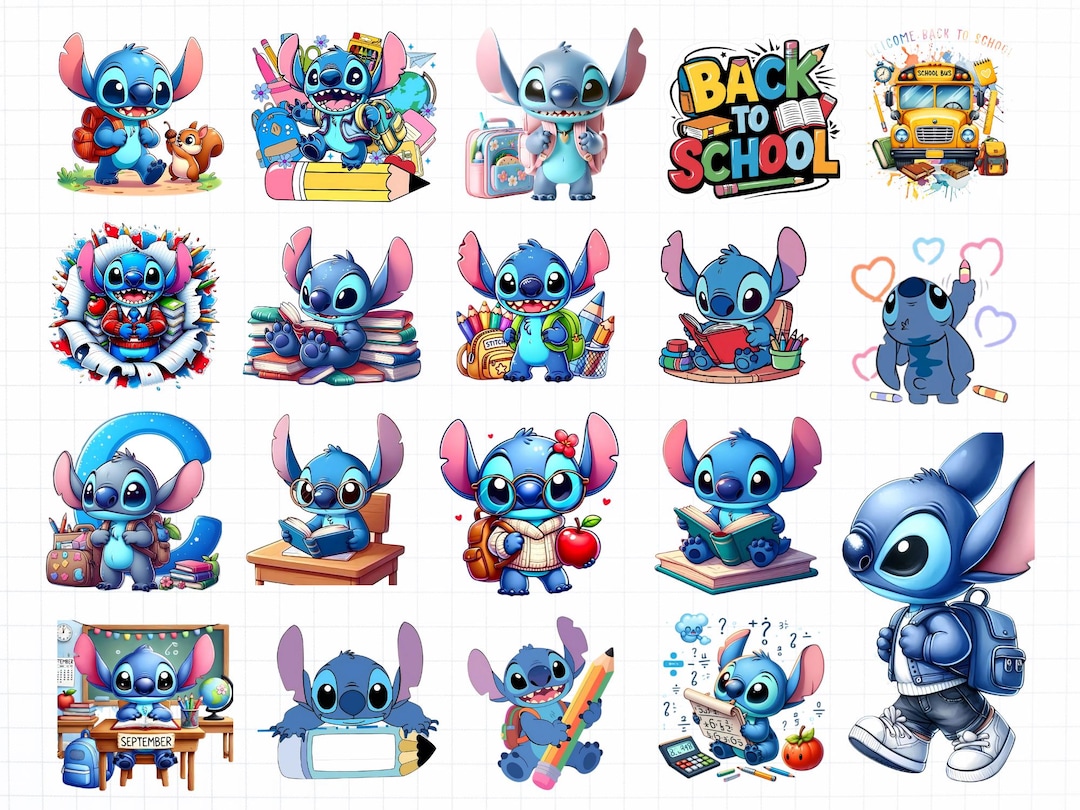 Stitch Back to School PNG Bundle, Clipart Stitch PNG, Stitch Clipart ...