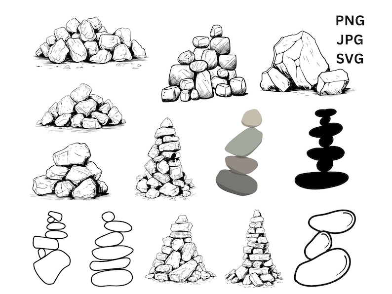 Pile of Stones SVG Bundle, Pile of Rocks Svg,pile of Stones Dxf,pile of ...
