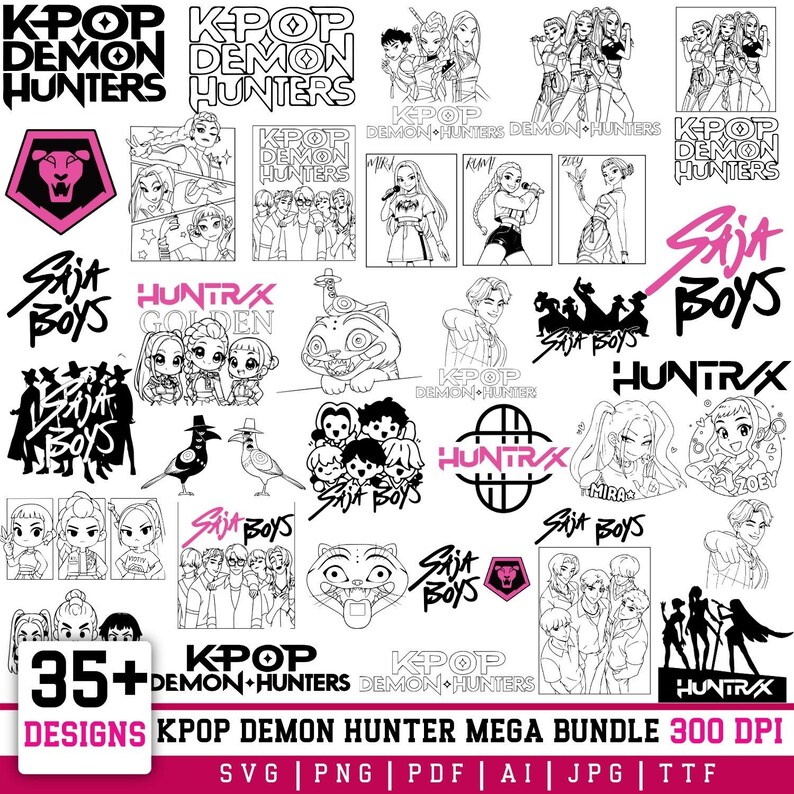 Huntrix K-Pop Demon Hunters SVG PNG Bundle - Etsy France