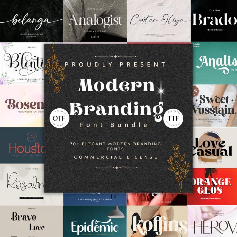 Elegant Font Bundle: Modern Serif, Script & Logo Fonts (OTF, TTF ...