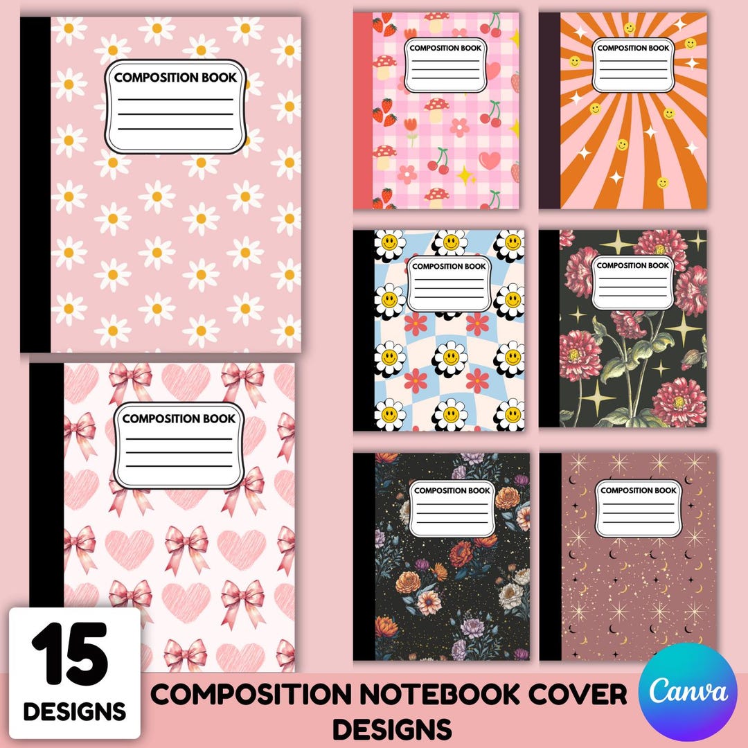 Canva Composition Notebook Cover Templates: Back to School Printable ...