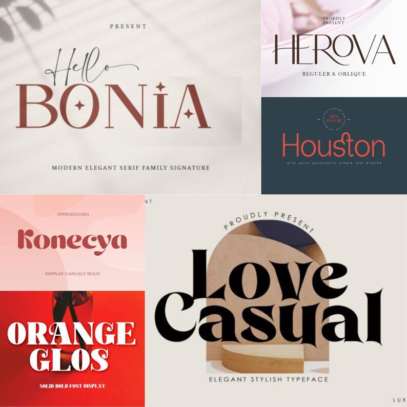 Elegant Font Bundle: Modern Serif, Script & Logo Fonts (OTF, TTF ...