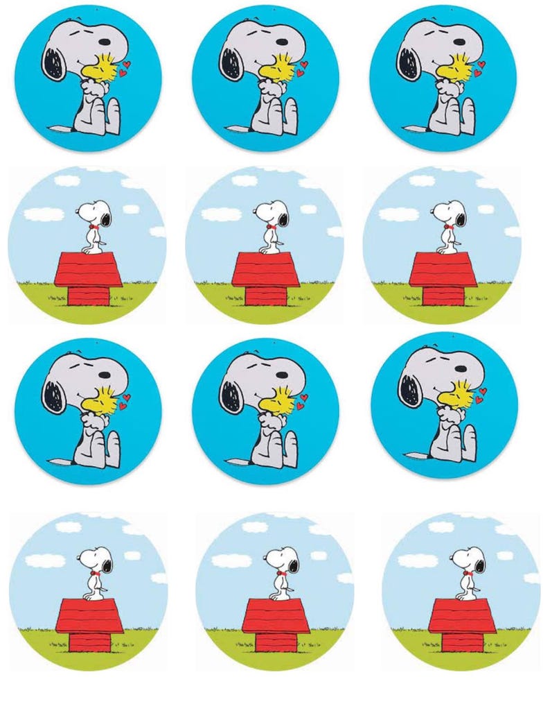 Snoopy Cupcake Toppers EDIBLE Topper Snoopy Cookies Snoopy Birthday ...